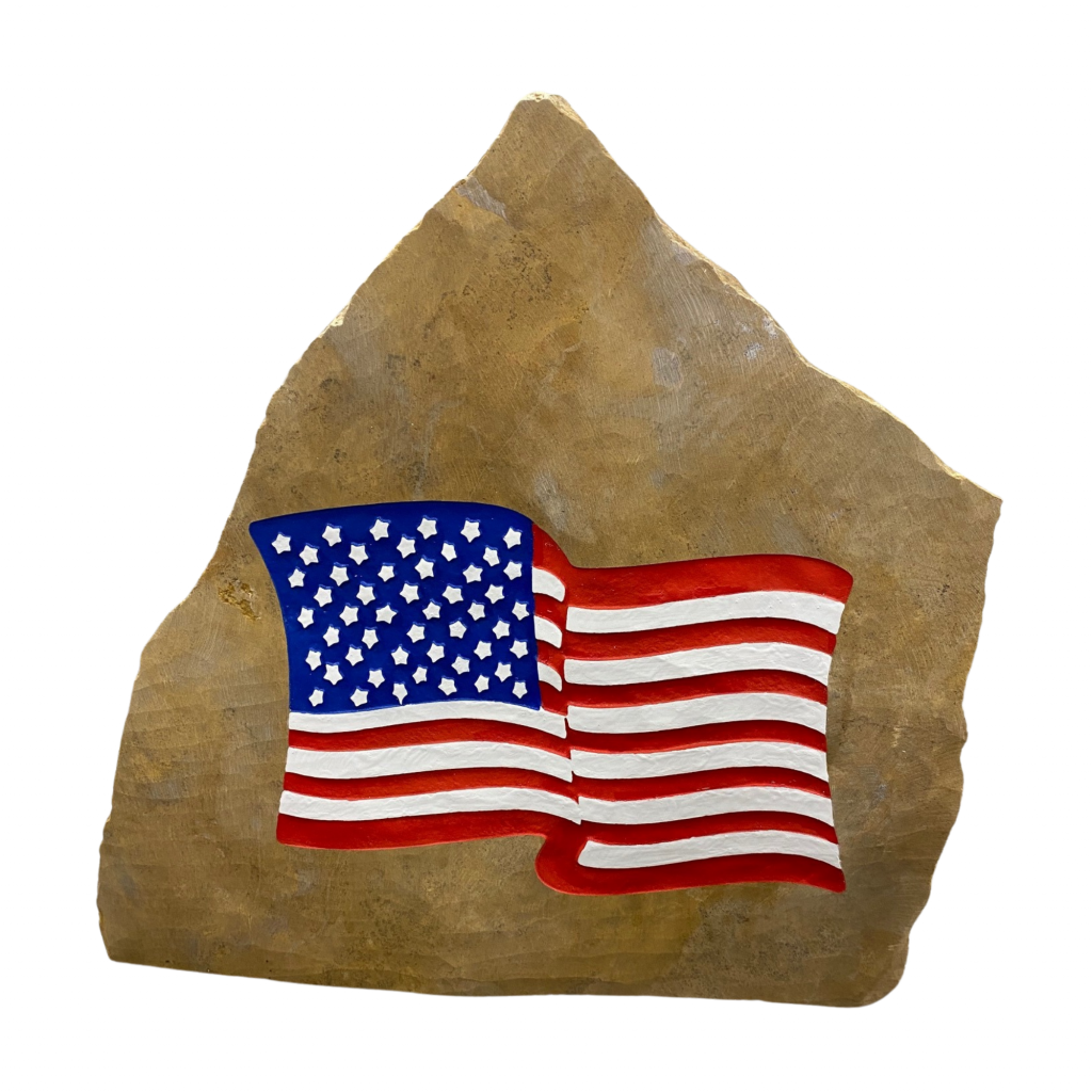 Waving American Flag Engraved Stone – Saint Stone Company