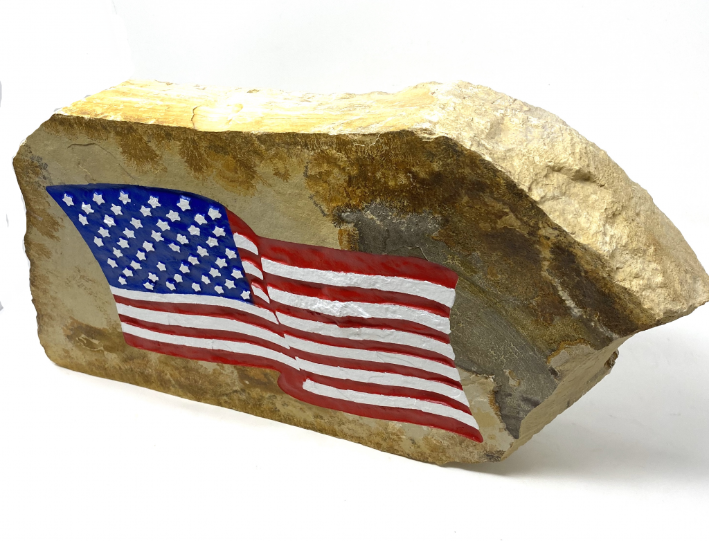 Waving American Flag Engraved Stone – Saint Stone Company