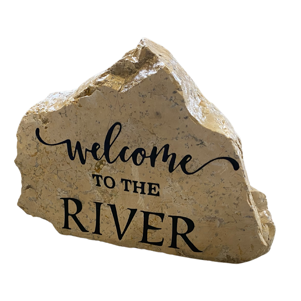 Welcome To The River Engraved Stone – Saint Stone Company