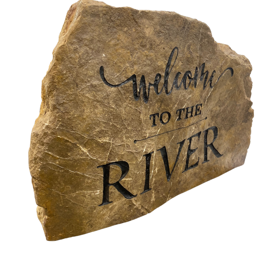 Welcome To The River Engraved Stone – Saint Stone Company