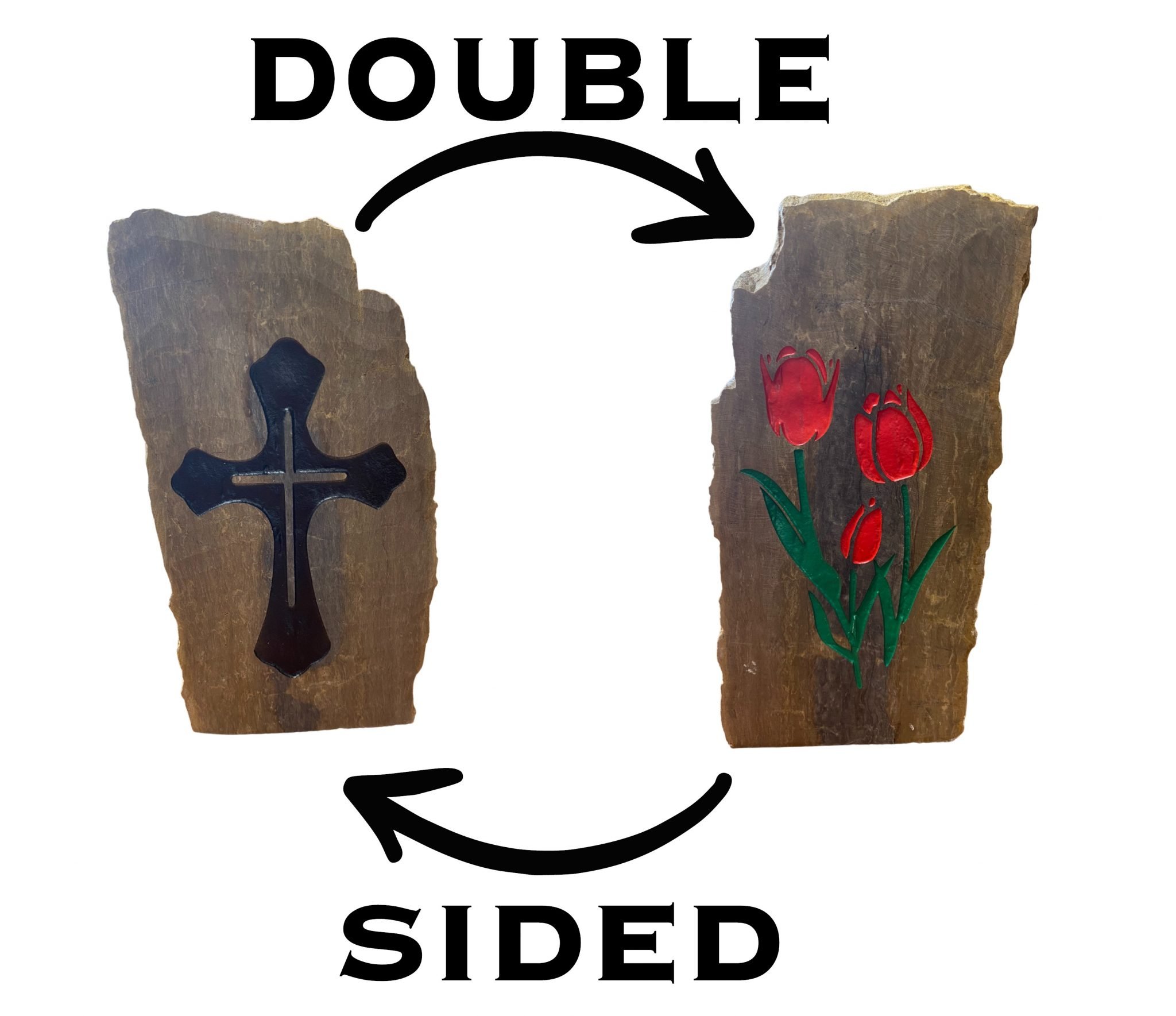 Double Sided Flower/Cross Engraved Stone – Saint Stone Company