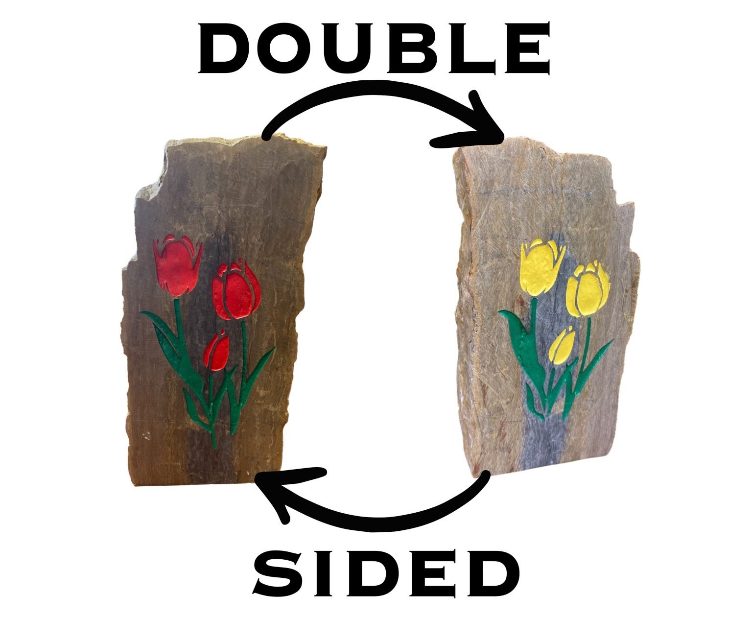 Double Sided Flower Engraved Stone – Saint Stone Company