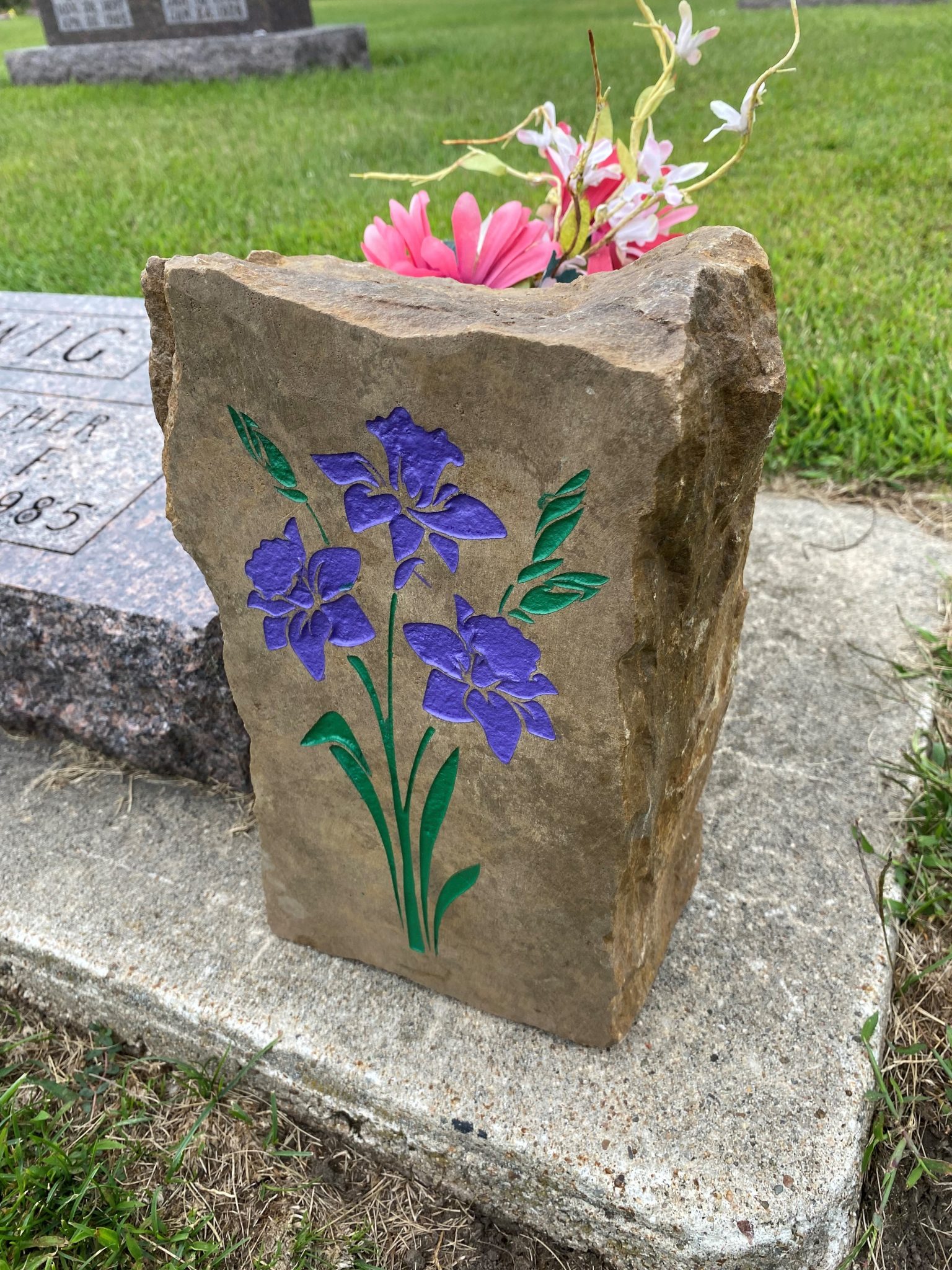 Double Sided Flower/Cross Engraved Stone – Saint Stone Company
